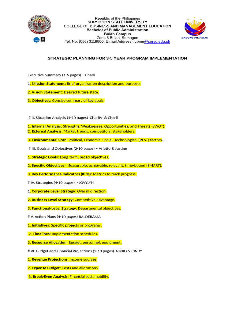 Strategic Planning Bpa 4a | PDF | Performance Indicator | Swot Analysis