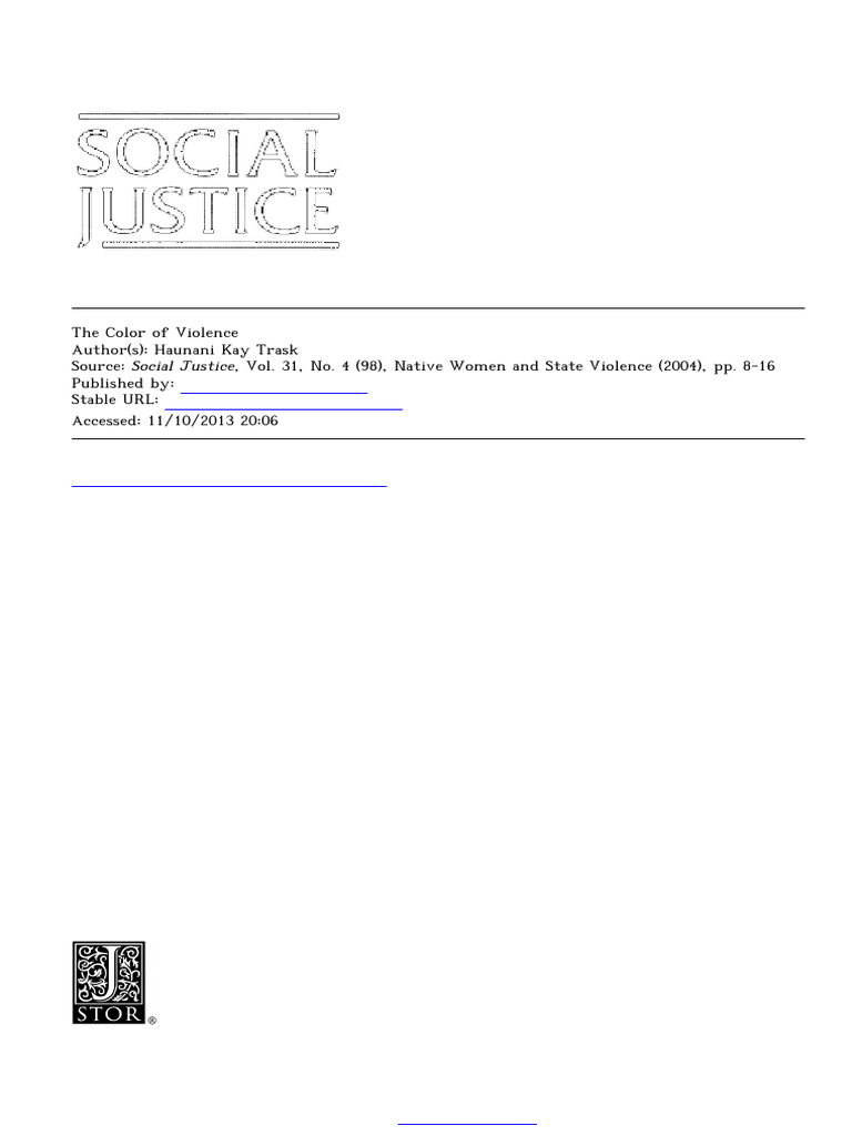 Wednesday Kay Trask - The Color of Violence | PDF | Genocides | Racism