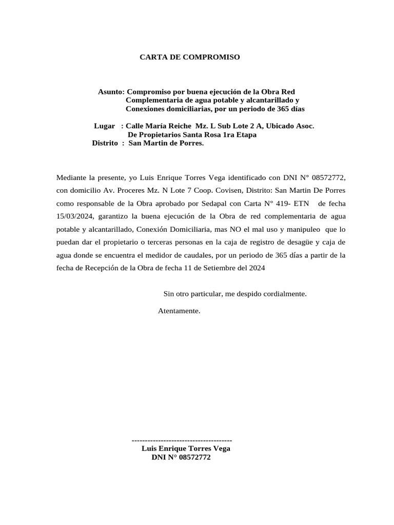 Carta de Compromisa Notarial Sedapal Julio 2024..... | PDF