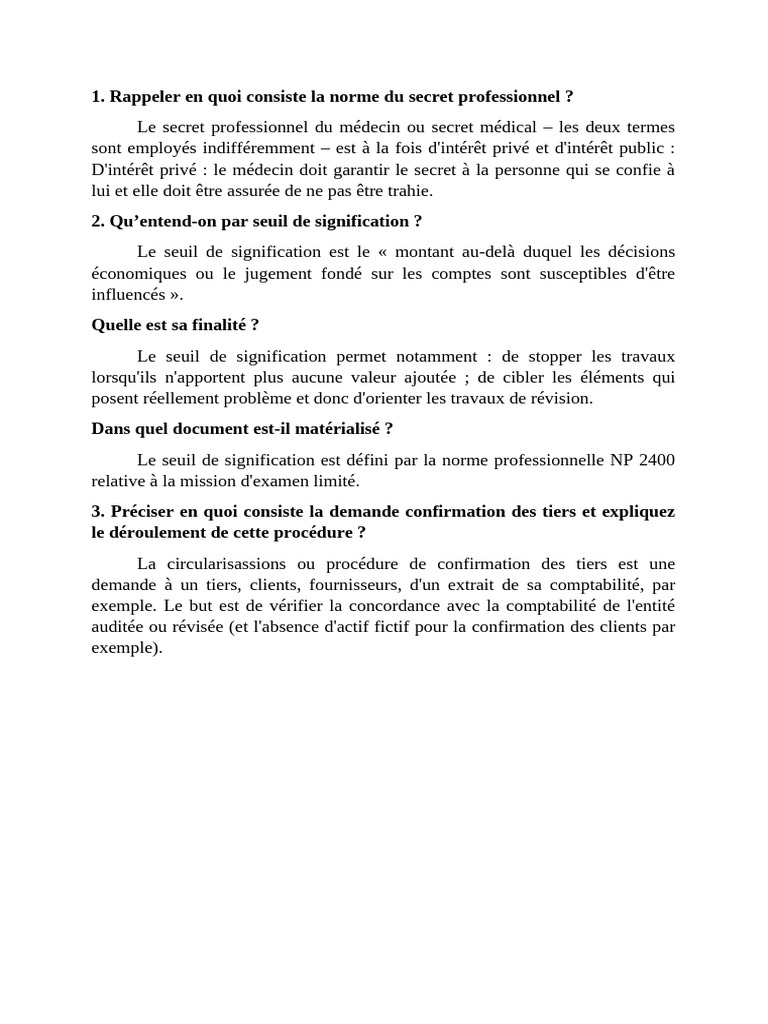 Secret professionnel et seuil de signification | PDF