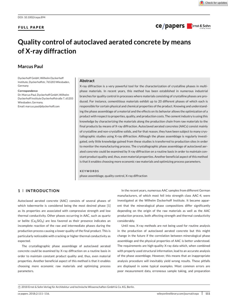 Ce Papers - 2018 - Paul - Quality Control of Autoclaved Aerated ...