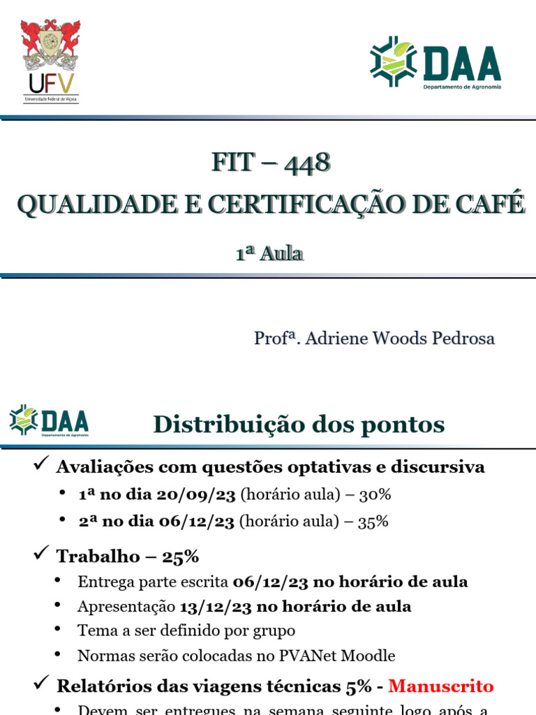 1 Aula FIT 448 | PDF | Café | Agricultura