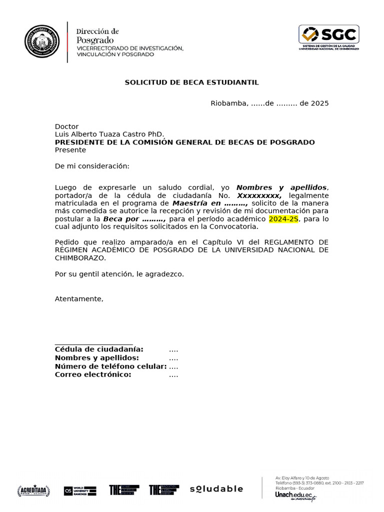 Formato - SOLICITUD_BECA | PDF
