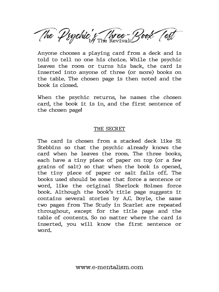 Psychic's Three-Book Card Test | PDF