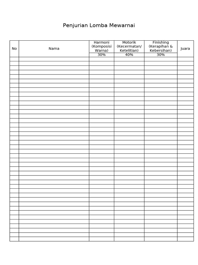 Penjurian Lomba Mewarnai Ilung | PDF