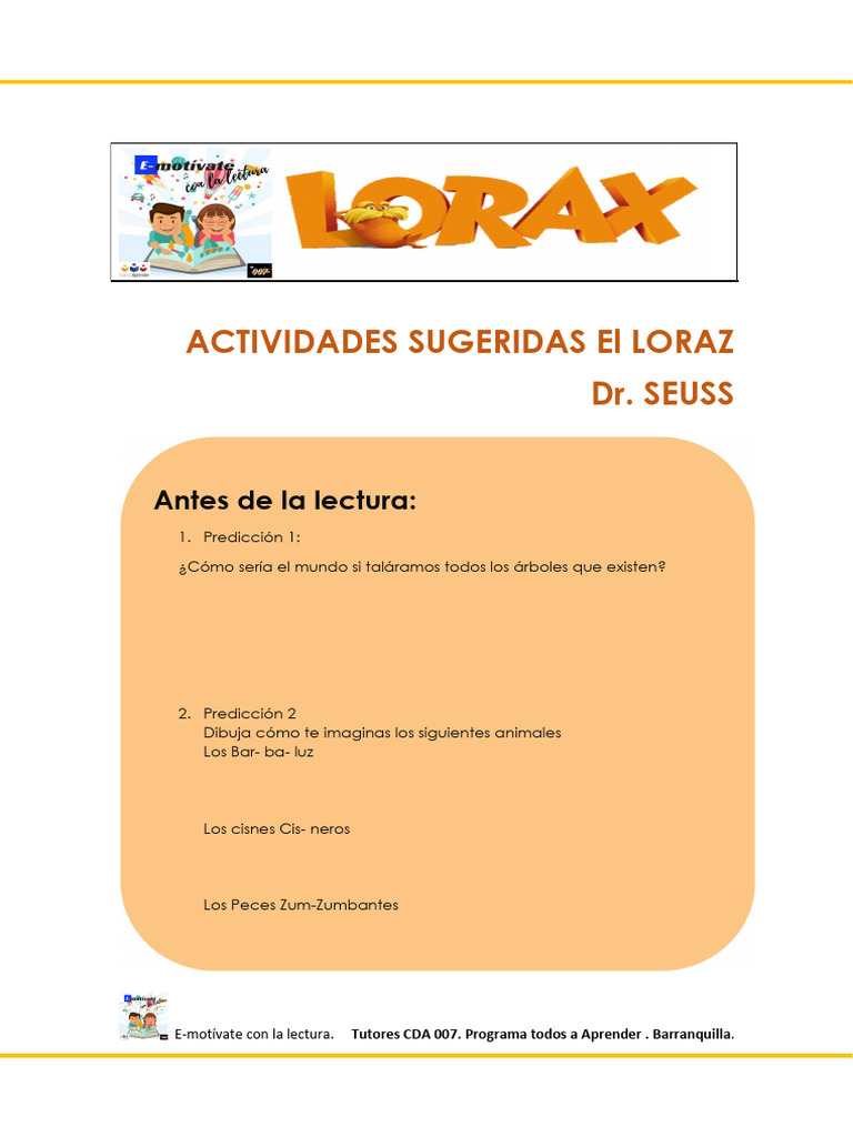 Actividades Complementarias El Lorax. | PDF