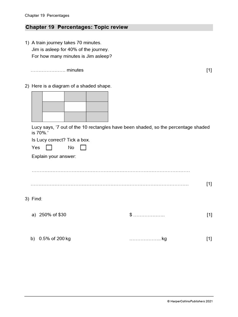 Chapter 19-Percentages - NEXTGEN | PDF