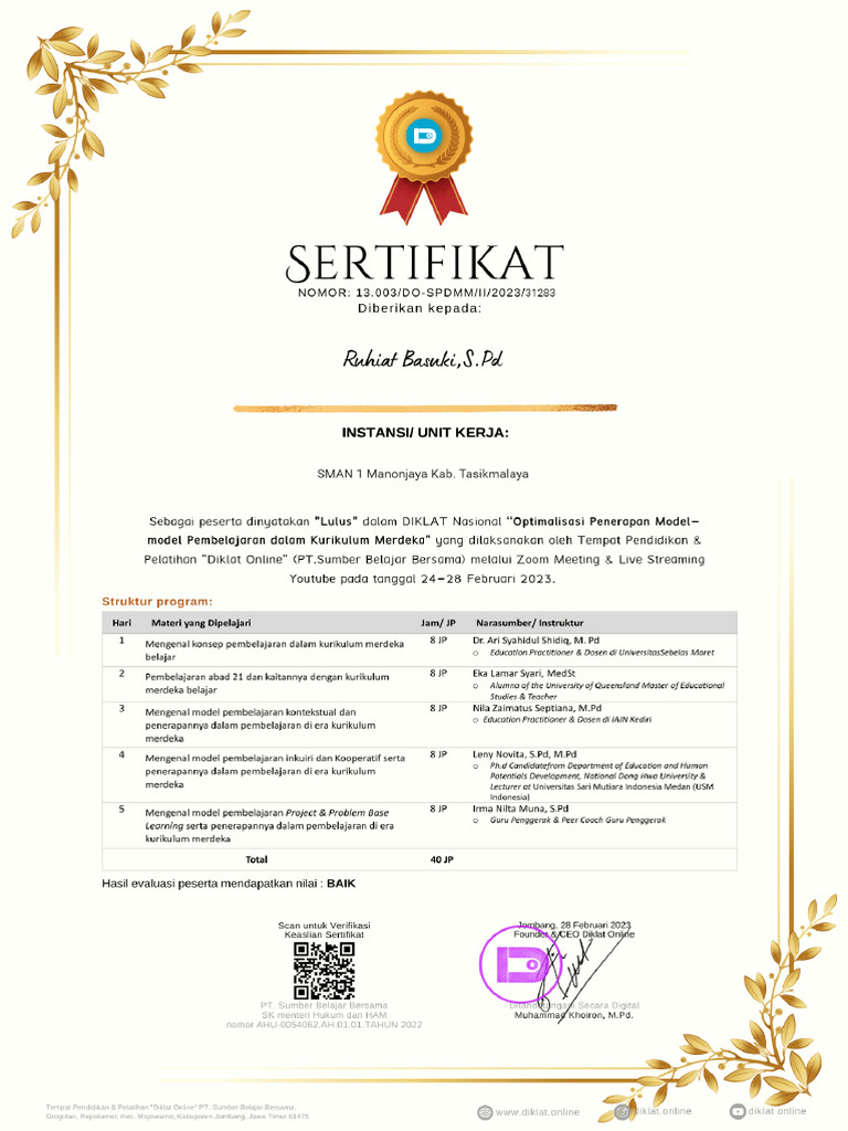 Serti Online Ruhiat Basuki, S.PD | PDF