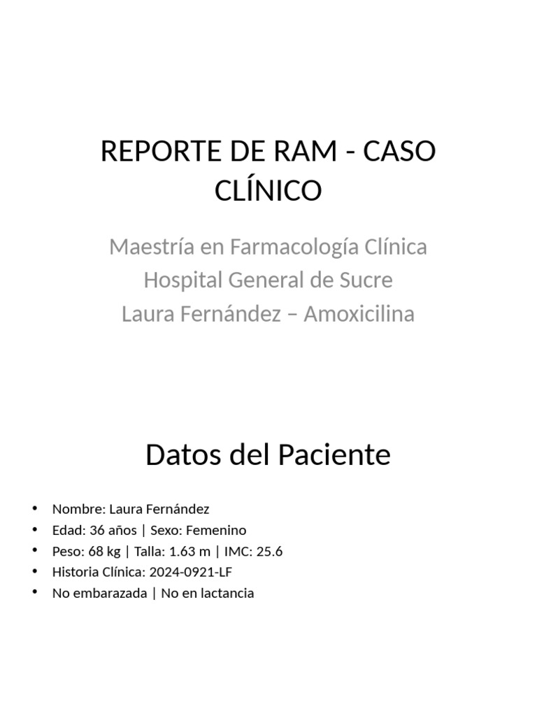 Reporte RAM Caso Clinico Presentacion | PDF