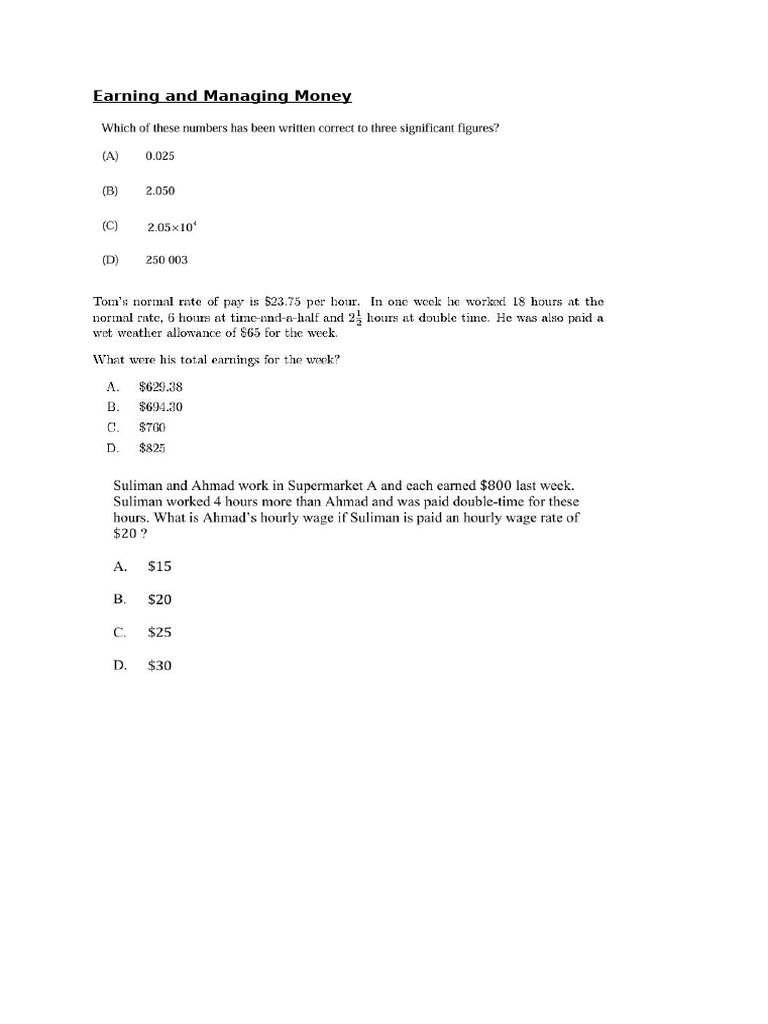 Earning and Managing Money | PDF