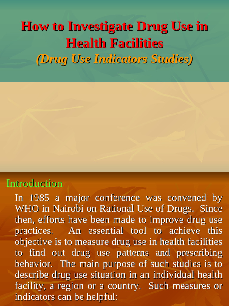 Old How To Investigate Drug Use in Health Facilities | PDF | Substance ...