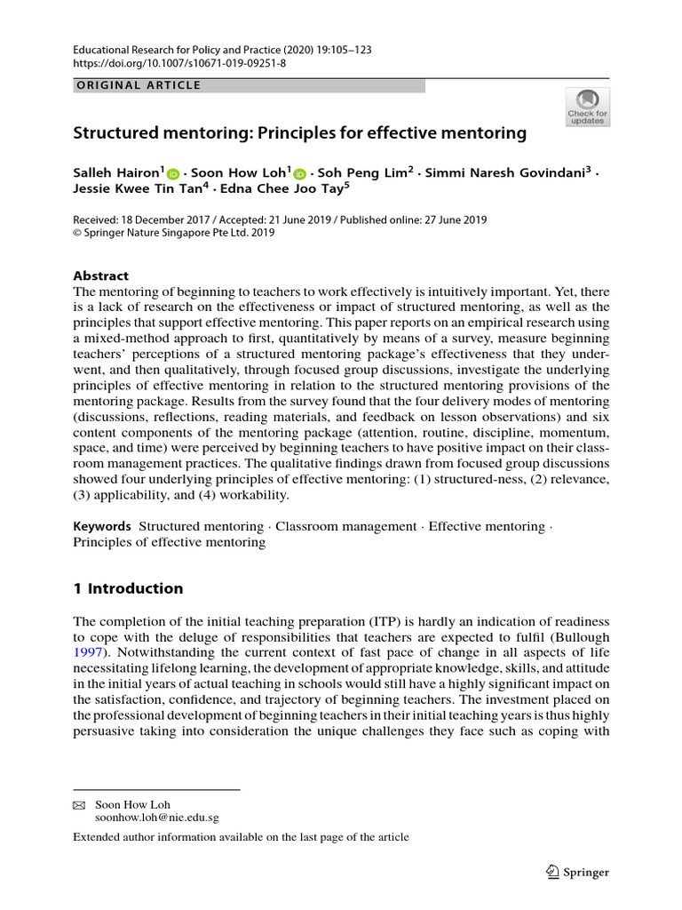 Structured Mentoring - Principles of Effective Mentoring | PDF | Mentorship | Constructivism ...