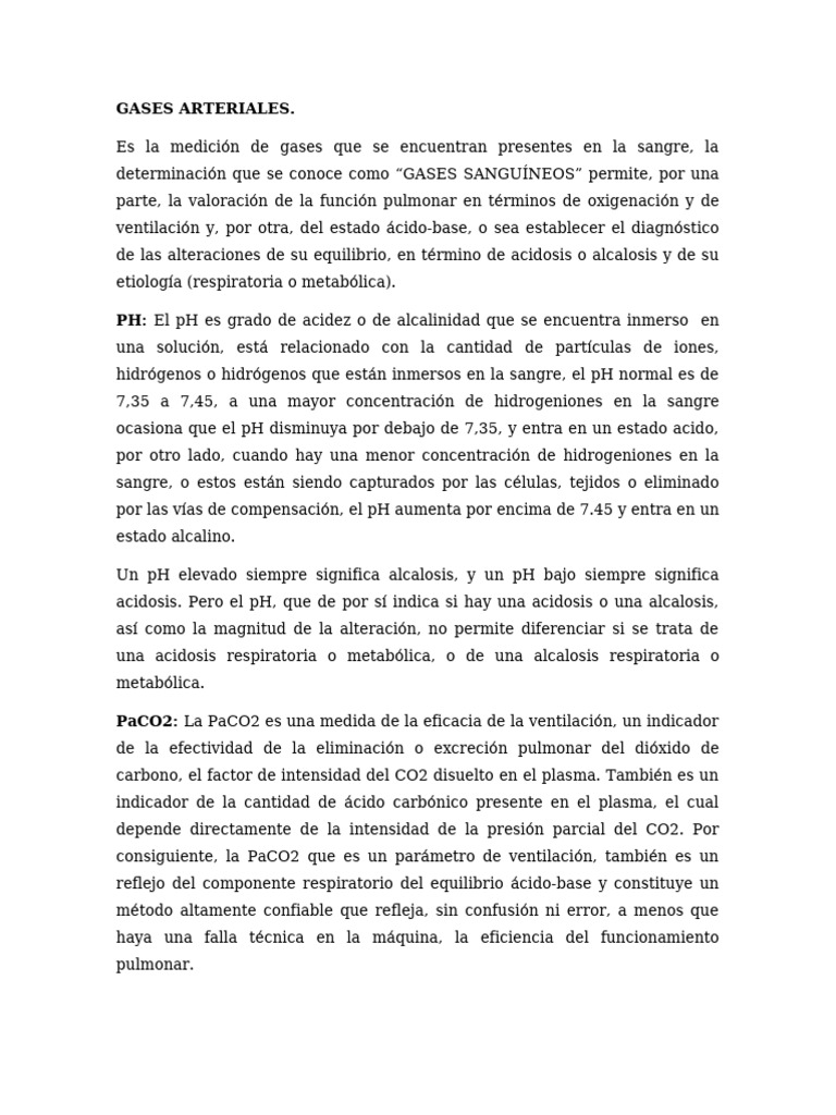 Gases Arteriales | PDF | Fisiología