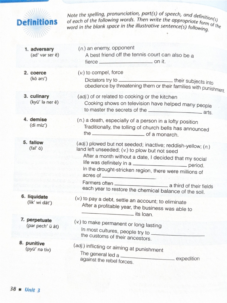 Vocabulary Unit 3, Set A | PDF