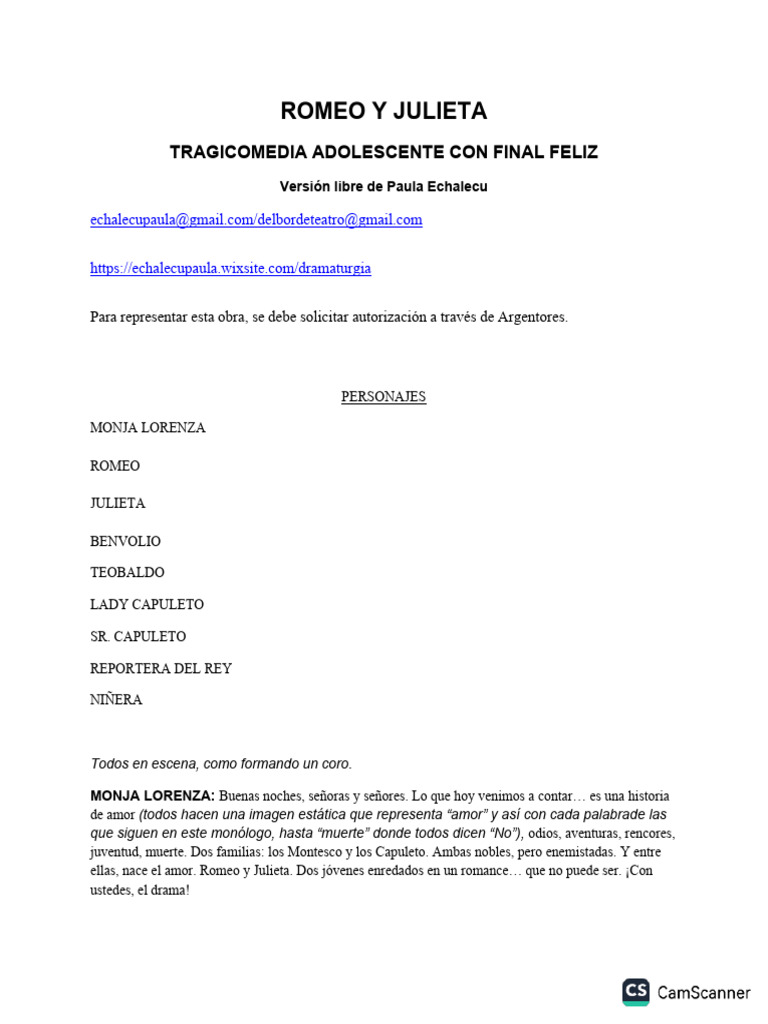 ROMEO Y JULIETA, Tragicomedia Adolescente Con Final Feliz 04 | PDF | Romeo y Julieta | Tragedias ...