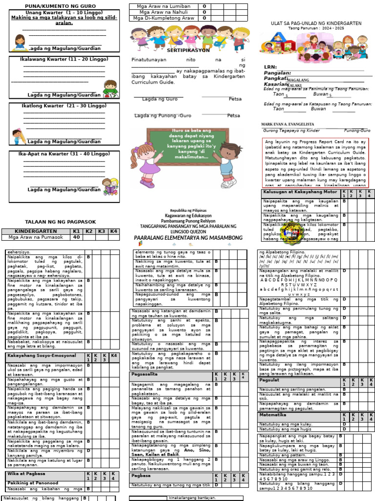PROGRESS-REPORT-CARD-KINDER | PDF
