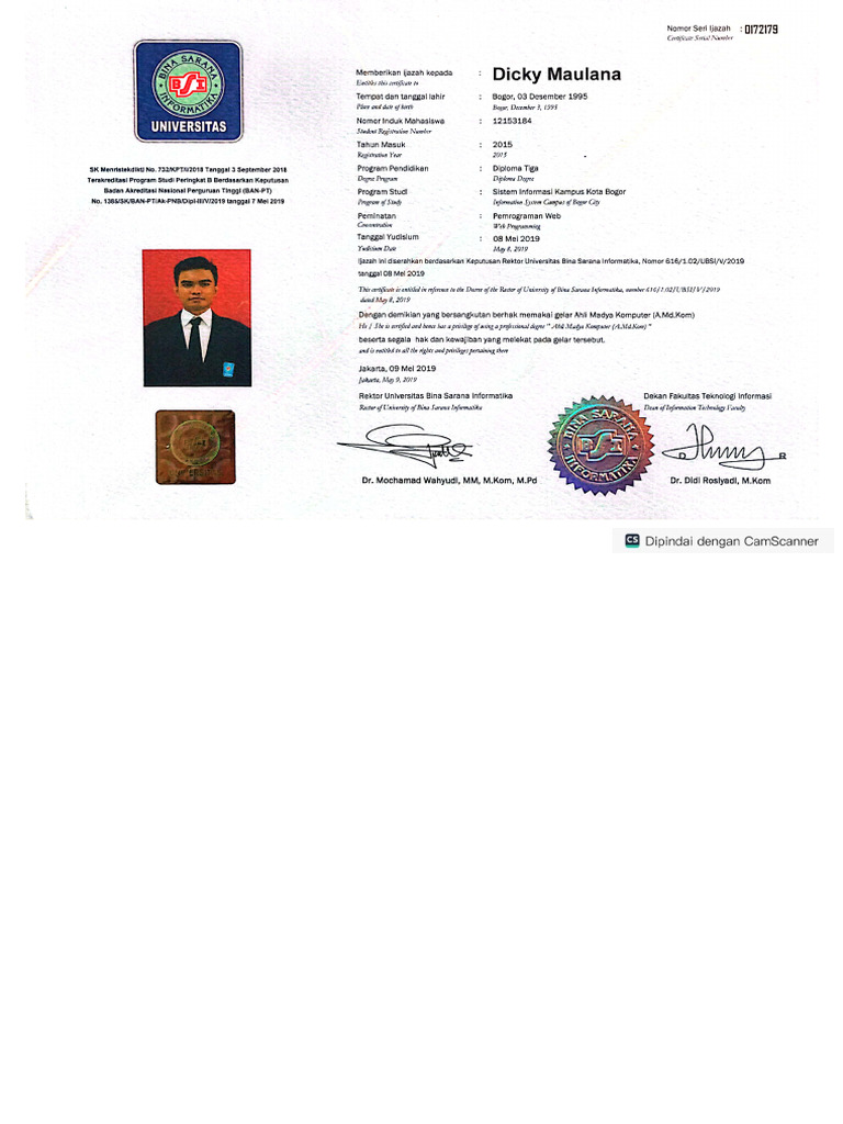 Ijazah - Dicky Maulana | PDF