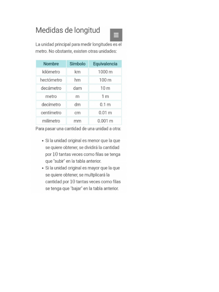 Medidas de Longitud | PDF