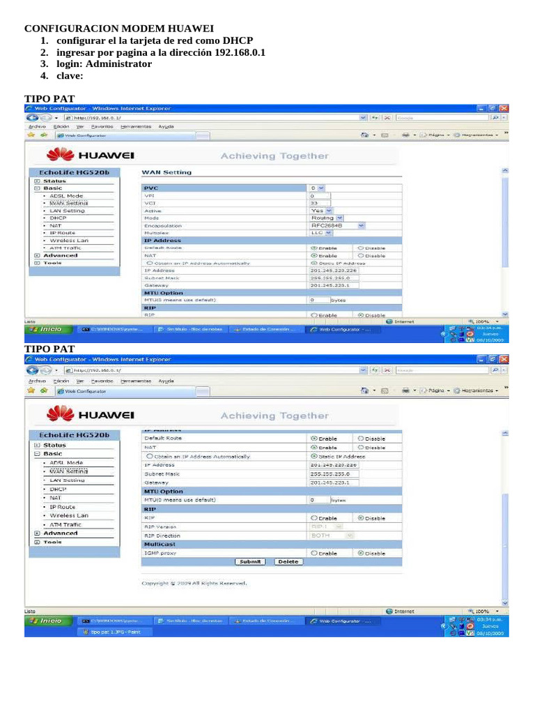 Configuración del Módem Huawei | PDF