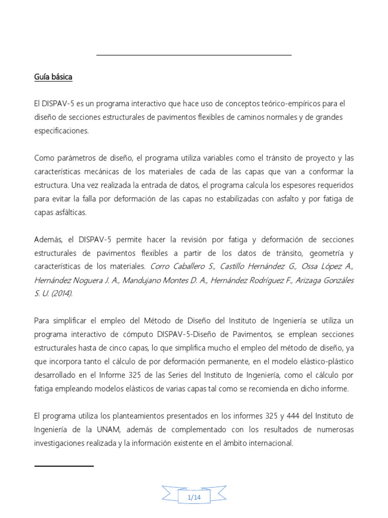 Guia Basica-Programa Interactivo de Cómputo DISPAV | PDF | La carretera | Fatiga (material)