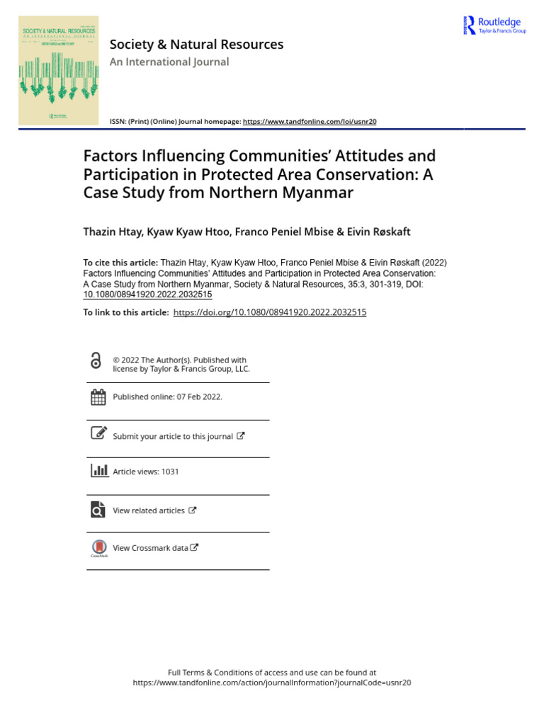 Factors Influencing Communities Attitudes and Participation in ...