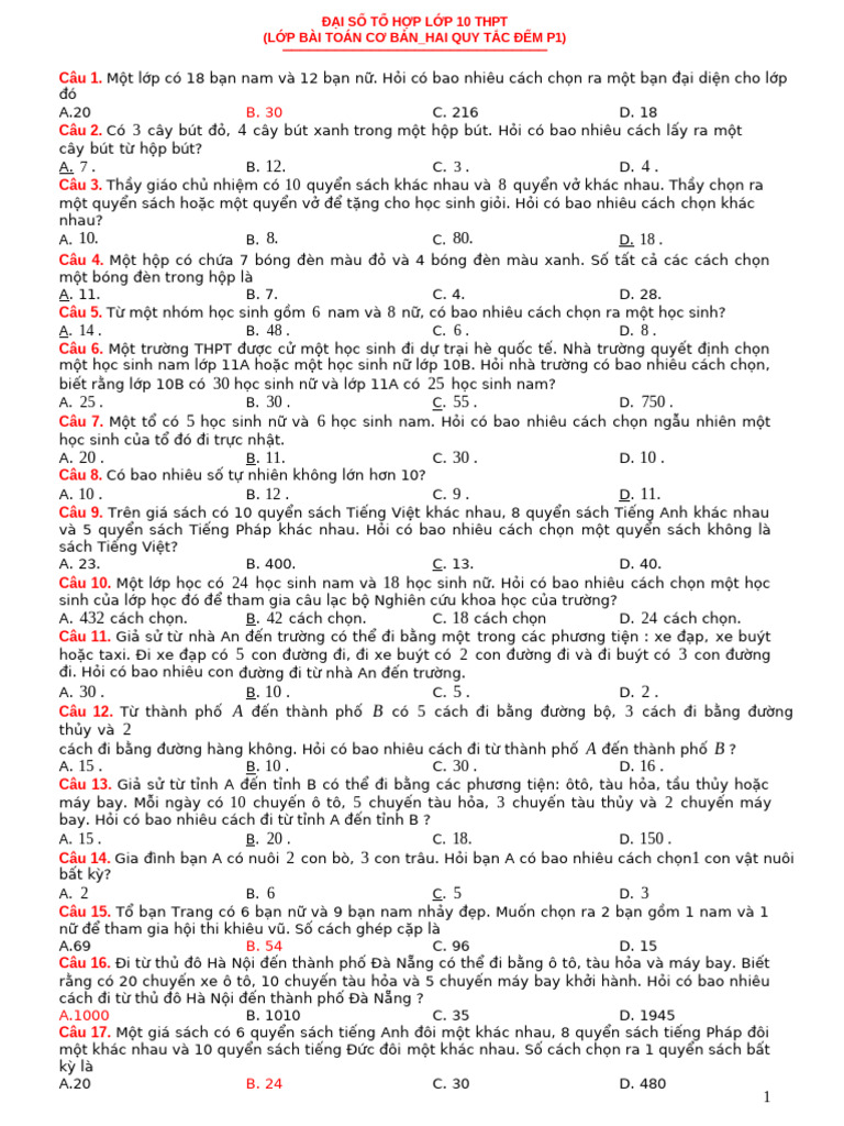 He Thong Bai Tap Trac Nghiem Da Bo 2 Trang Dau | PDF