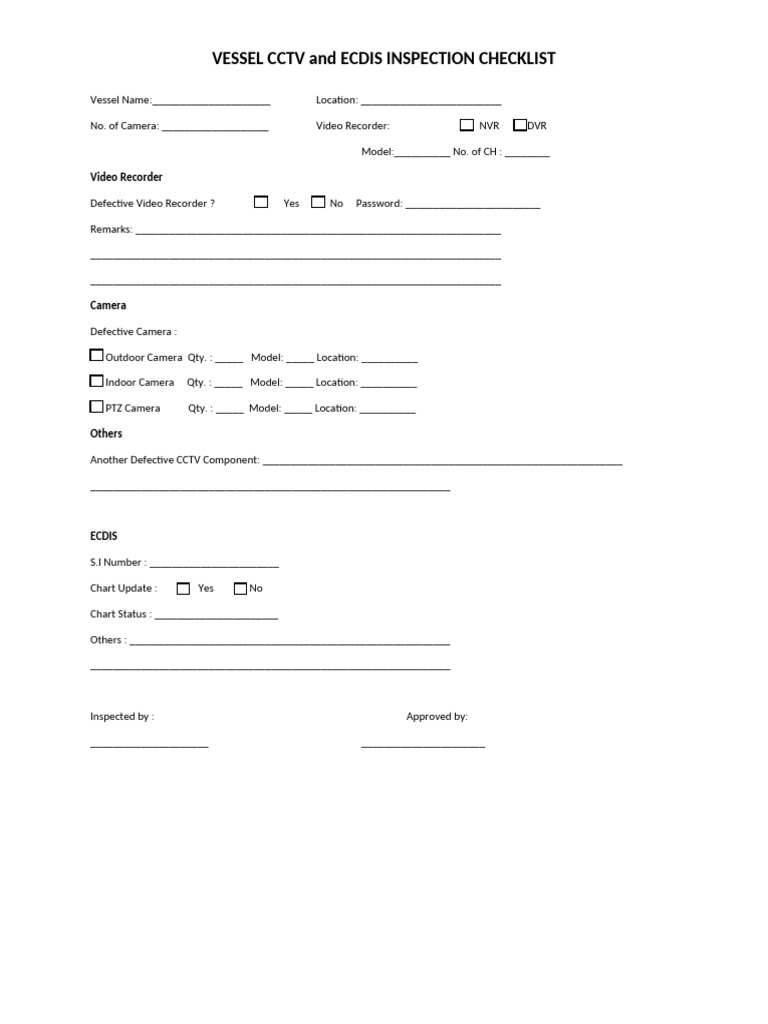 Vessel CCTV Inspection Checklist | PDF