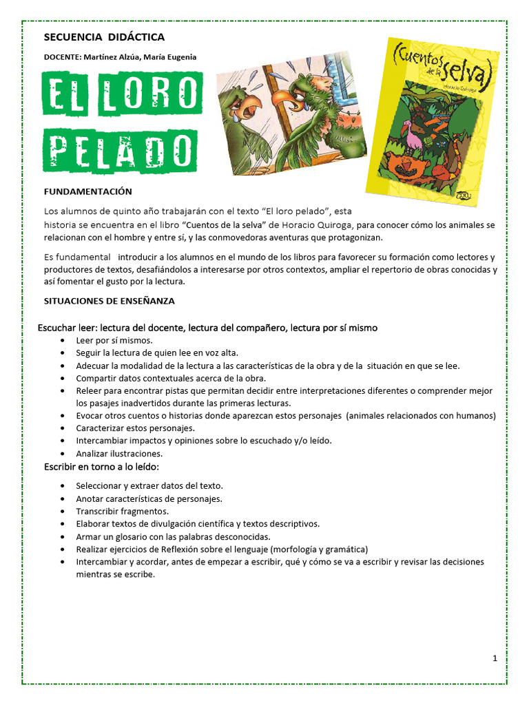 Actividades Didácticas: El Loro Pelado | PDF | Comunicación humana