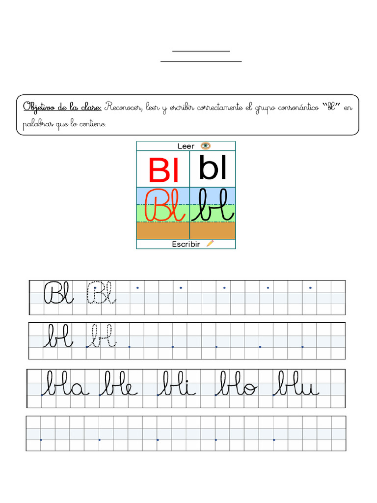 Ficha de Grupo Consonántico BL | PDF