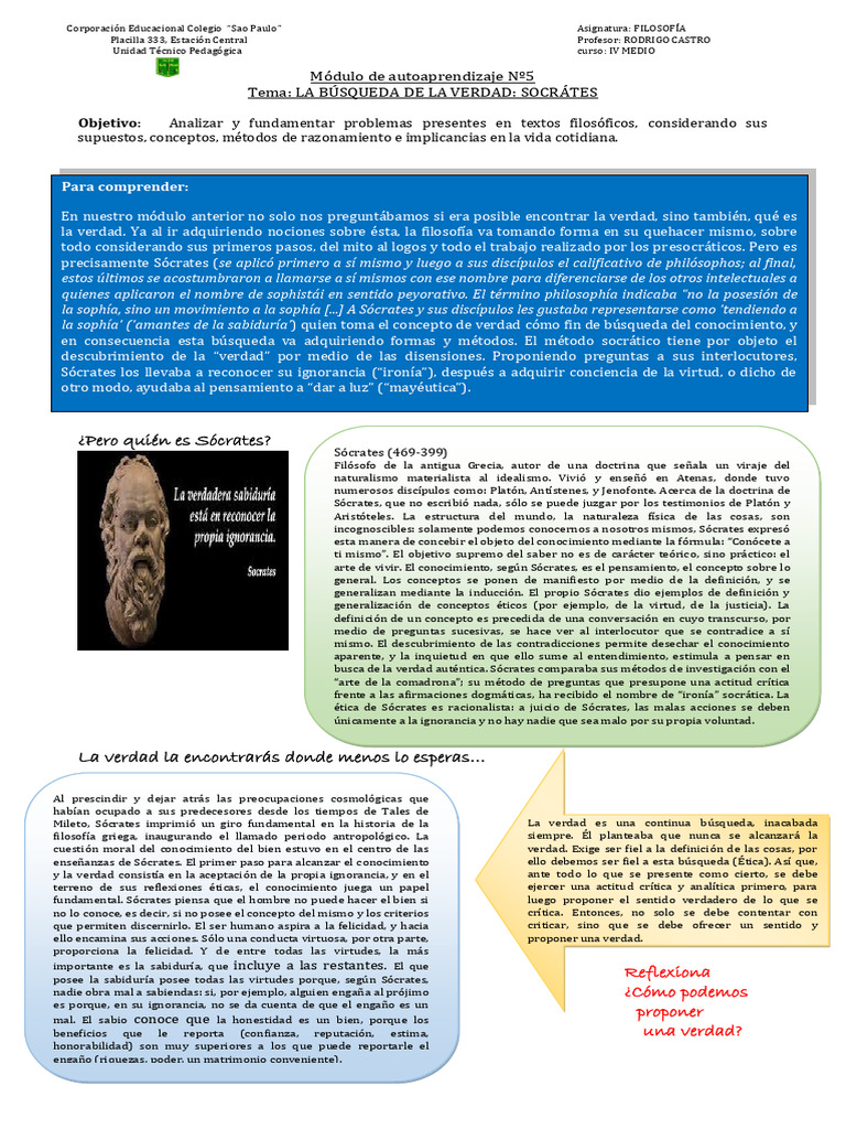 Ma5_Filosofia_IV°M | PDF | Sócrates | Verdad