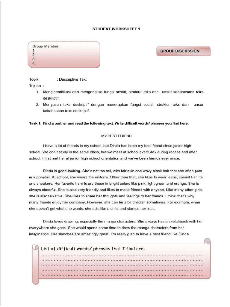 LKPD Descriptive Text | PDF