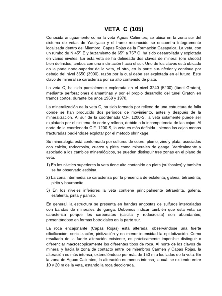 Modelo de Descripcion de Veta | PDF | Mineral | Minerales