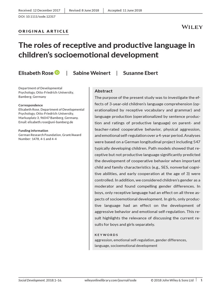 The Roles of Receptive and Productive La | PDF | Developmental ...