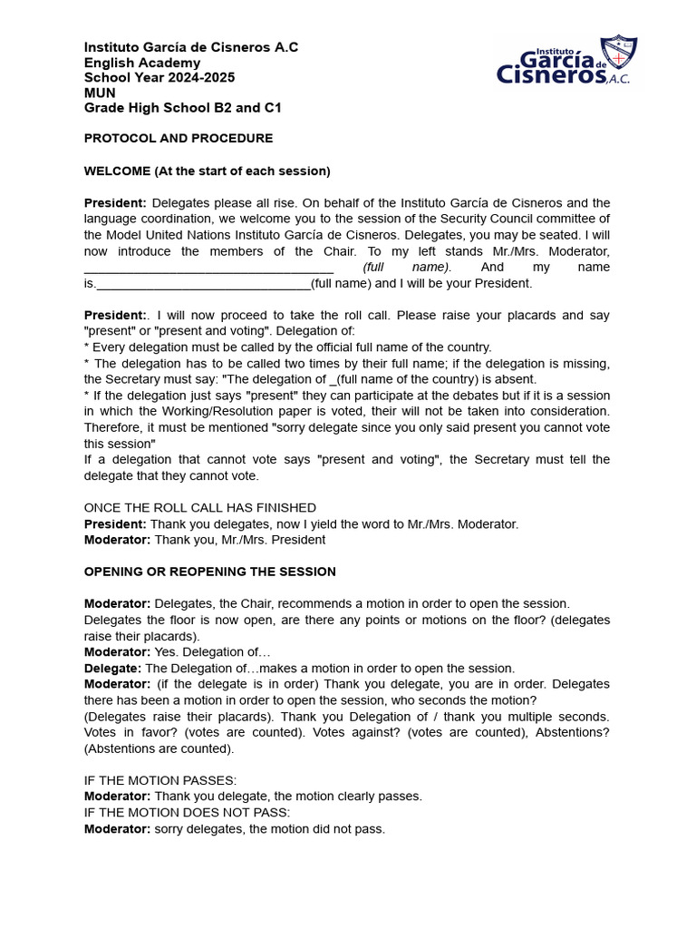 MUN Chairing Protocol Guide | PDF | Committee | Government