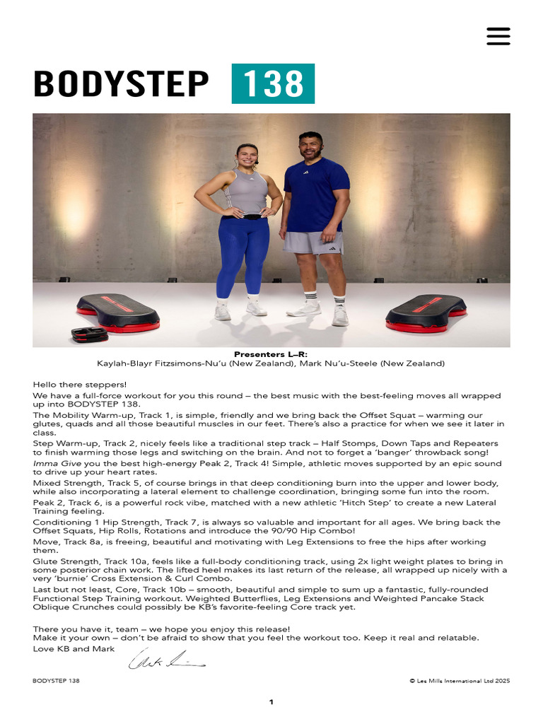 BODYSTEP 138 Workout Overview | PDF | Foot | Musculoskeletal System