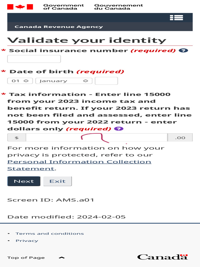 Canada Revenue Agency - Validate Your Identity-Continued | PDF