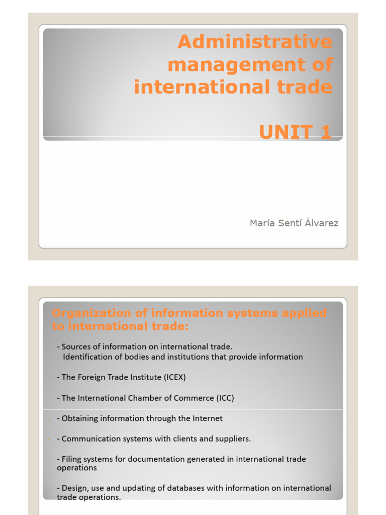 Administrative Management of International Trade. Unit 1 | PDF | Taxes ...