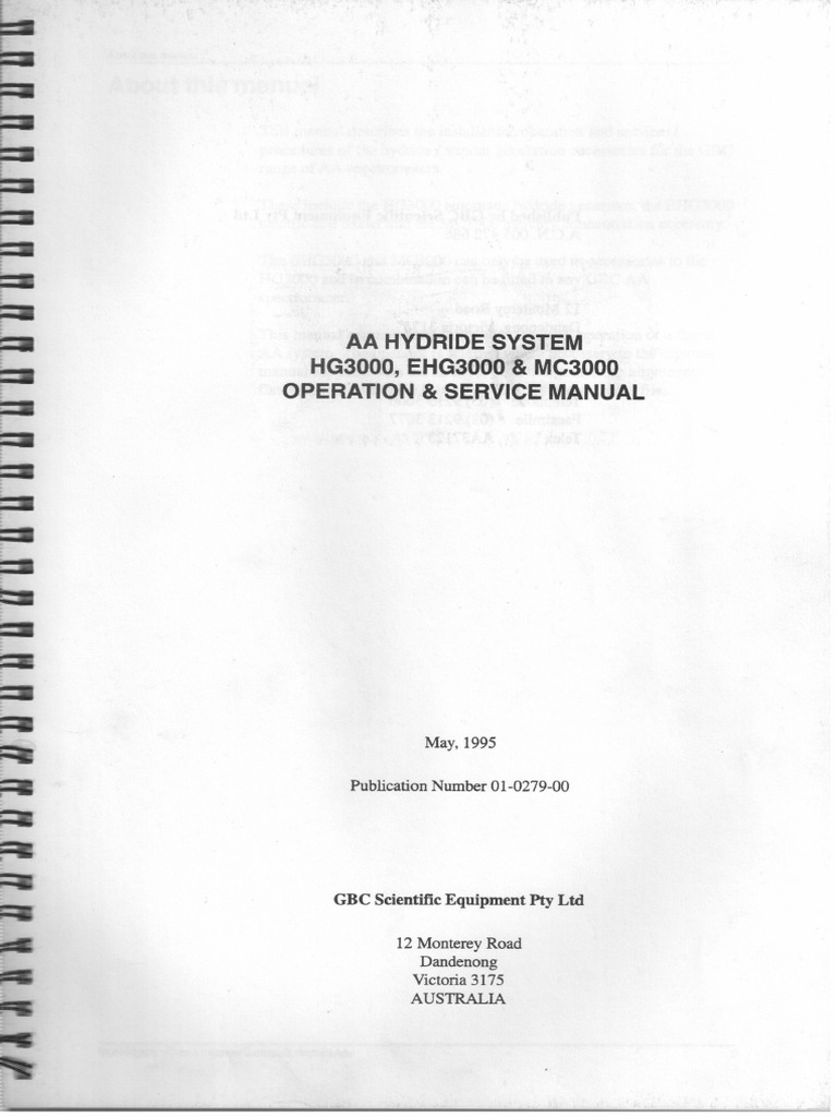 HG3000 Hydride Generator Manual | PDF