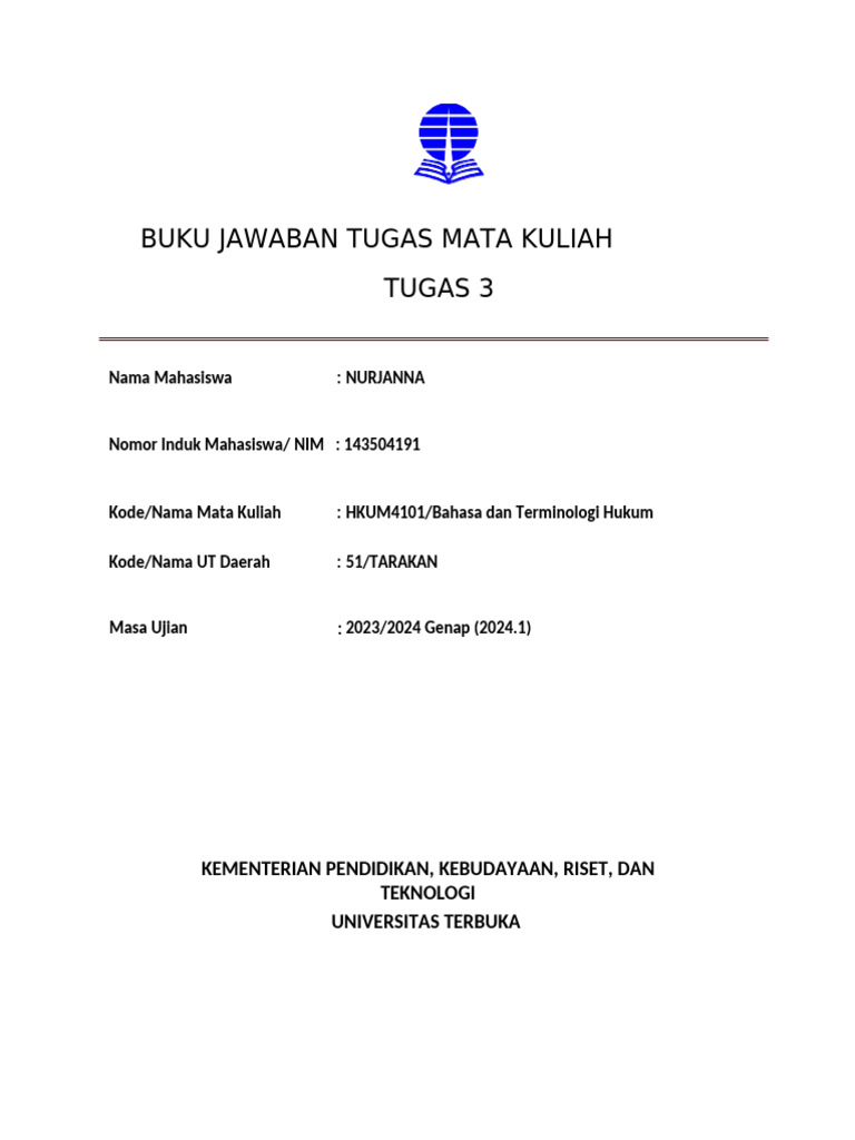 HKUM4101 Bahasa Dan Terminologi Hukum TUGAS 3 | PDF