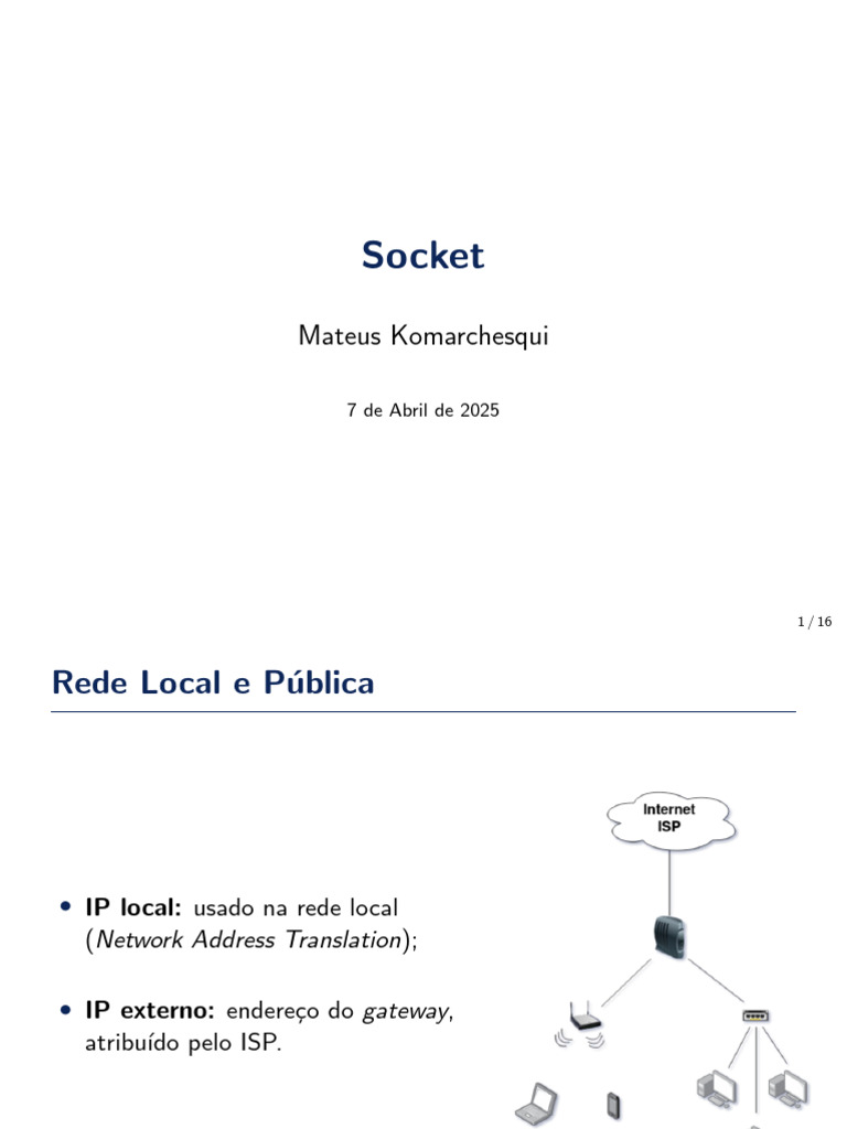 Aula 07 04 2025 Redes Python Socket v1 | PDF | Protocolo de controle de transmissão | Rede de ...