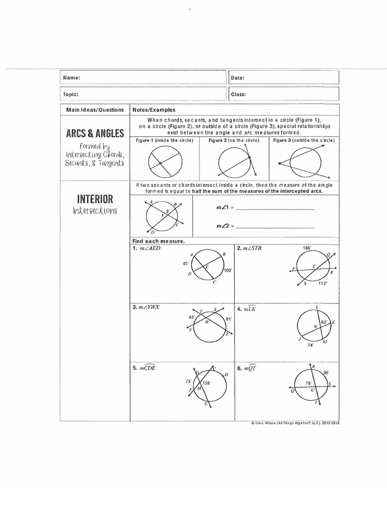 Arc and Angles Formed by Intersecting Chors Secant and Tangent | PDF