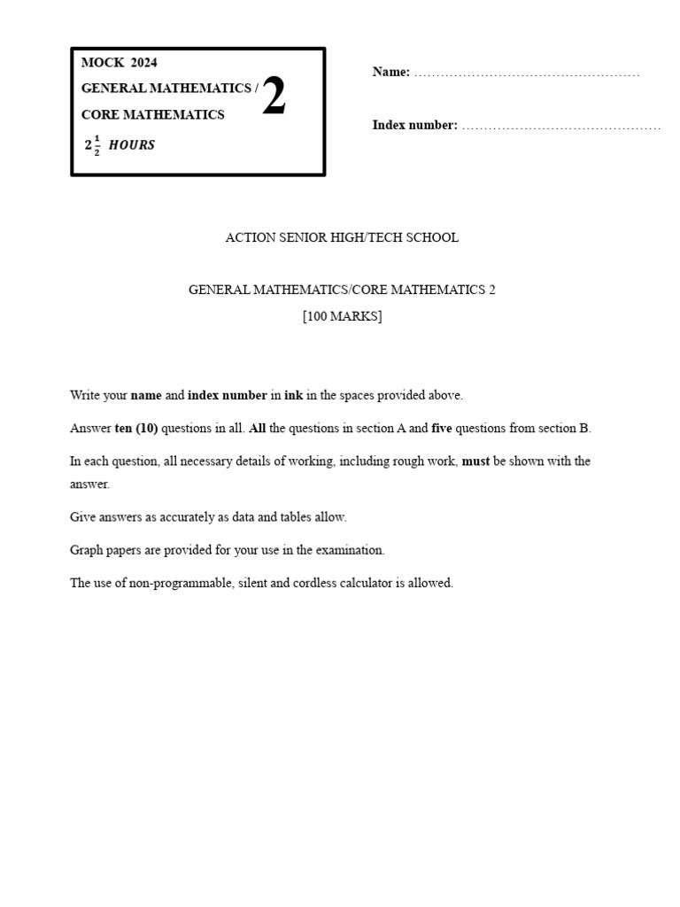 Action Senior High - Mock Exams FNL | PDF | Numbers | Speed