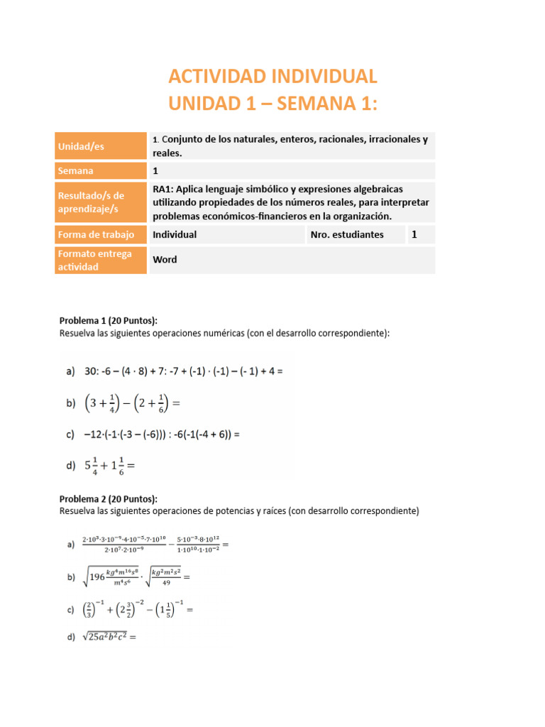 Actividad Sumativa Semana 1 | PDF | Matemáticas