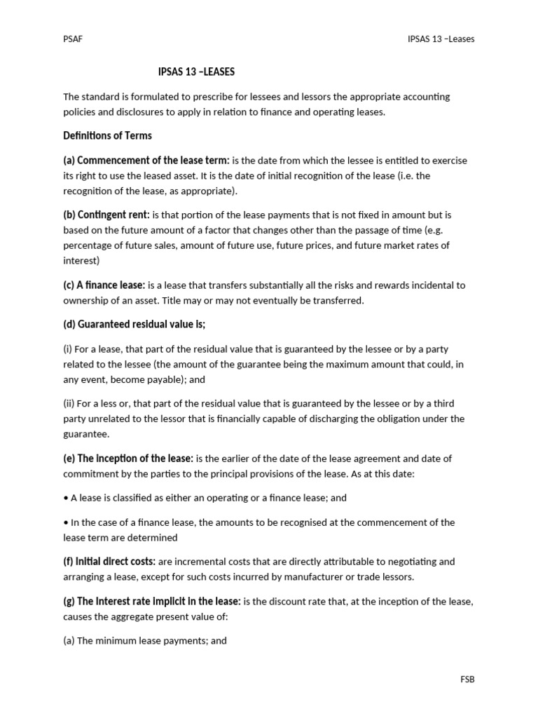 Ipsas 13-1 | PDF | Lease | Business Law