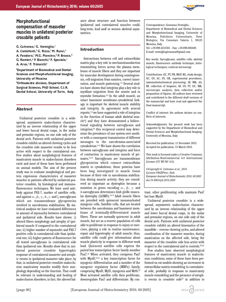 Morphofunctional Compensation of Masseter Muscles in Unilateral ...
