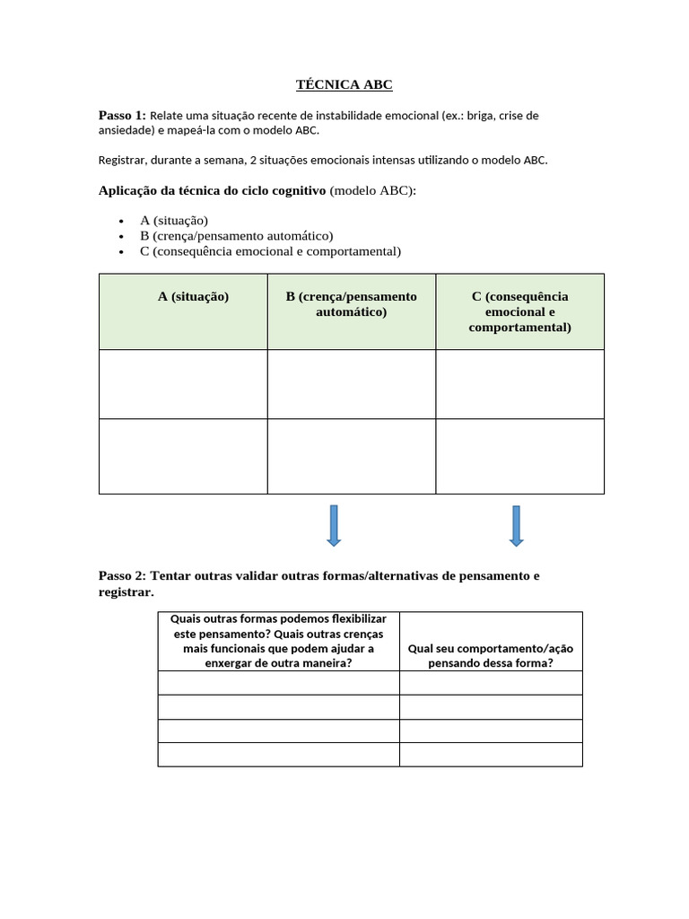 Aplicação da Técnica ABC em Terapia | PDF