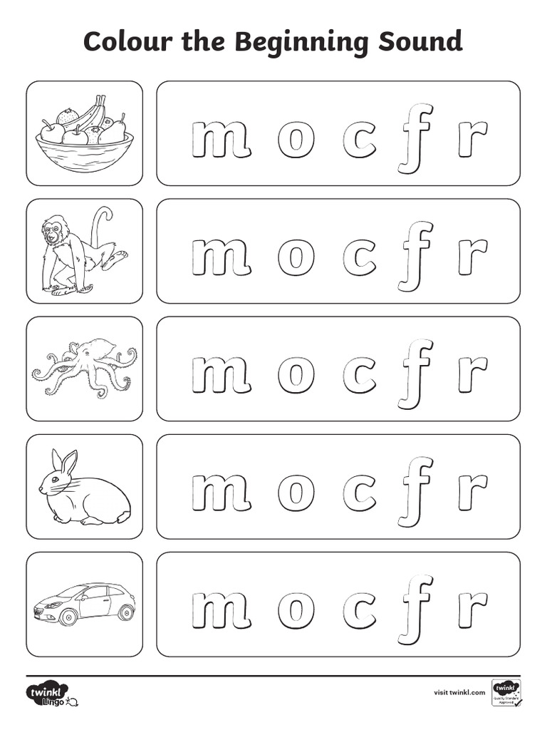 Colour The Beginning Sound Mocfr Activity Sheet - Ver - 1 | PDF