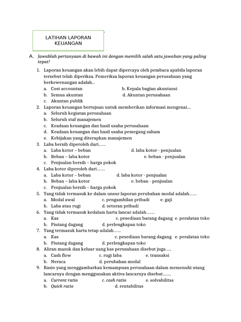 Latihan Lapo Keuangan | PDF
