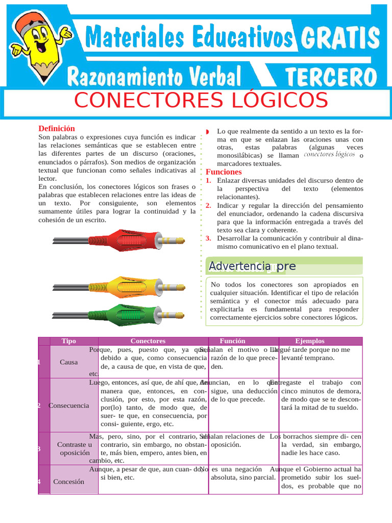 Actividades de Conectores Lógicos para Tercer Grado de Secundaria | PDF | Oración (Lingüística)