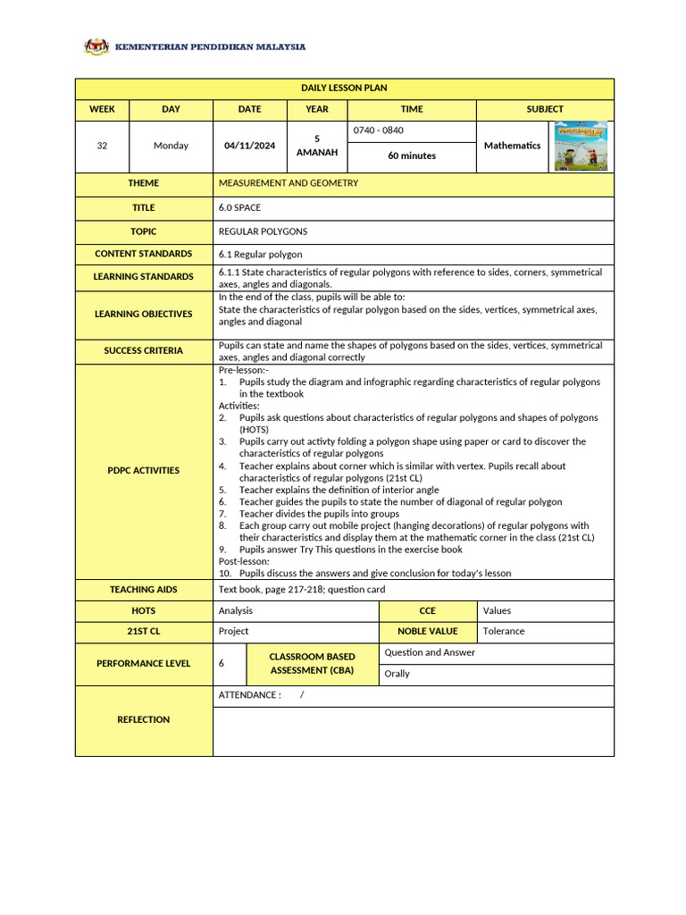 RPH MATE DLP Y5 V2 Topic 6 | PDF | Area | Shape